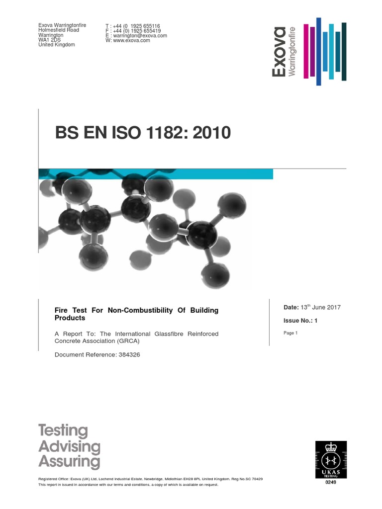 Firetest BS en ISO 1182 GRC | PDF | Calibration | Concrete