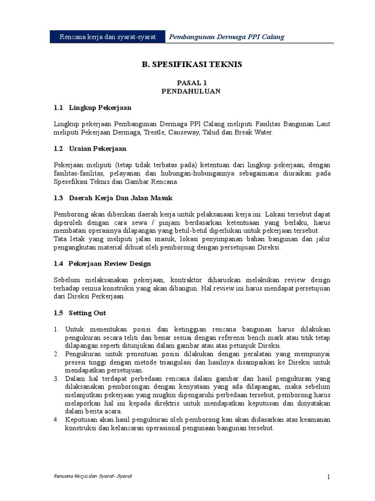 Contoh RKS Dermaga | PDF