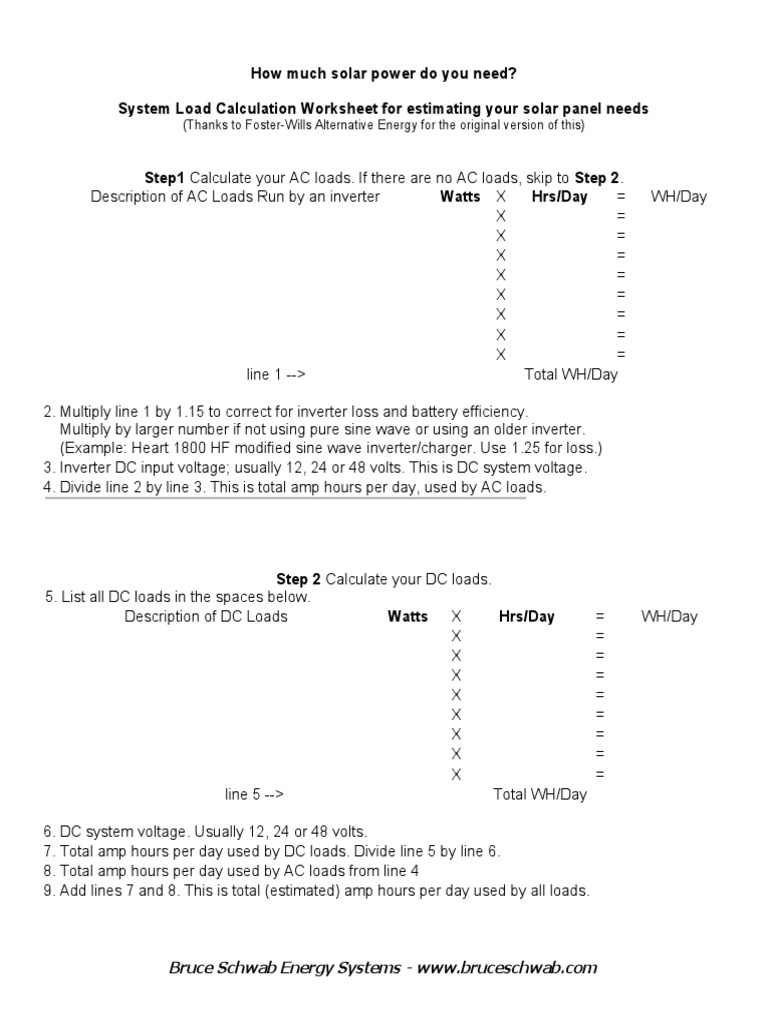 Solar Load Worksheet | PDF | Power Inverter | Kilowatt Hour