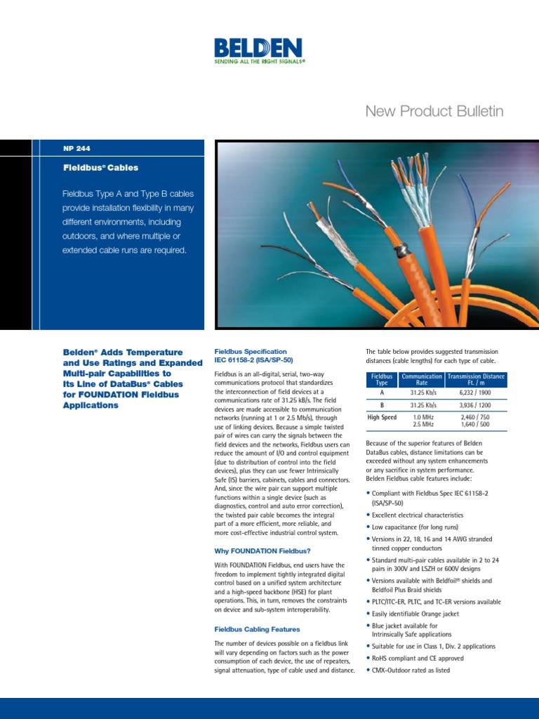 Belden Fieldbus Cables | PDF | Coaxial Cable | Electromagnetism