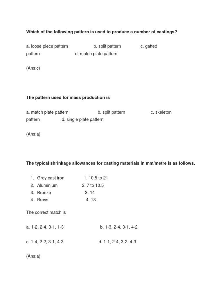 Moulding and Pattern Notes | PDF | Casting (Metalworking) | Metalworking
