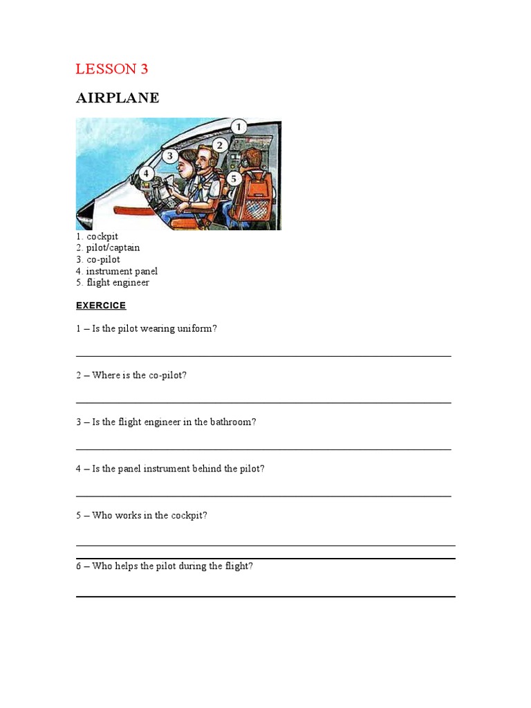 Airplane: Lesson 3 | PDF | Cockpit | Flight Attendant