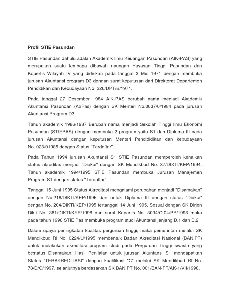 Profil STIE Pasundan | PDF