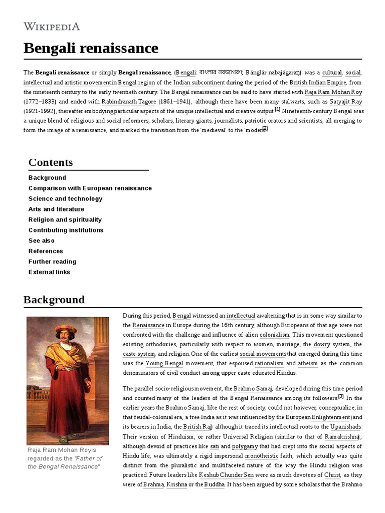 Bengali Renaissance | PDF | Bengal | Religion And Belief