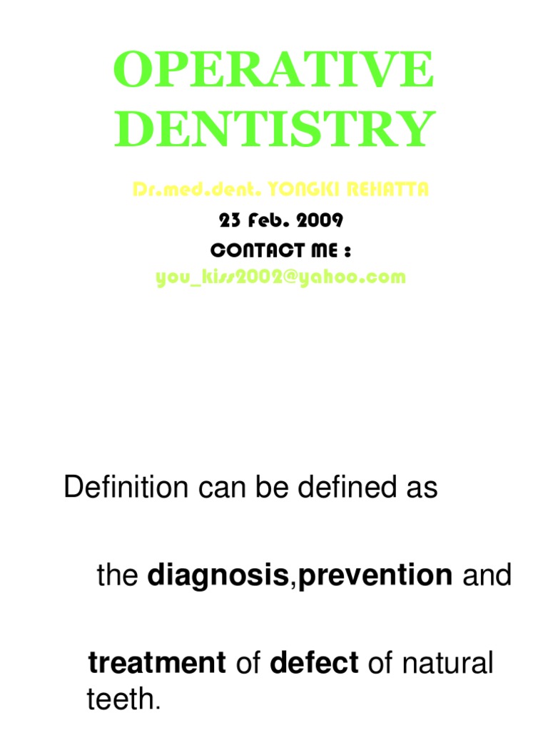 Operative Dentistry | PDF | Tooth Enamel | Human Tooth