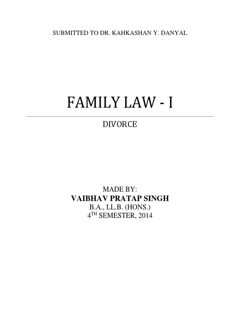 Family Law Project On Divorce | Download Free PDF | Marriage | Wife