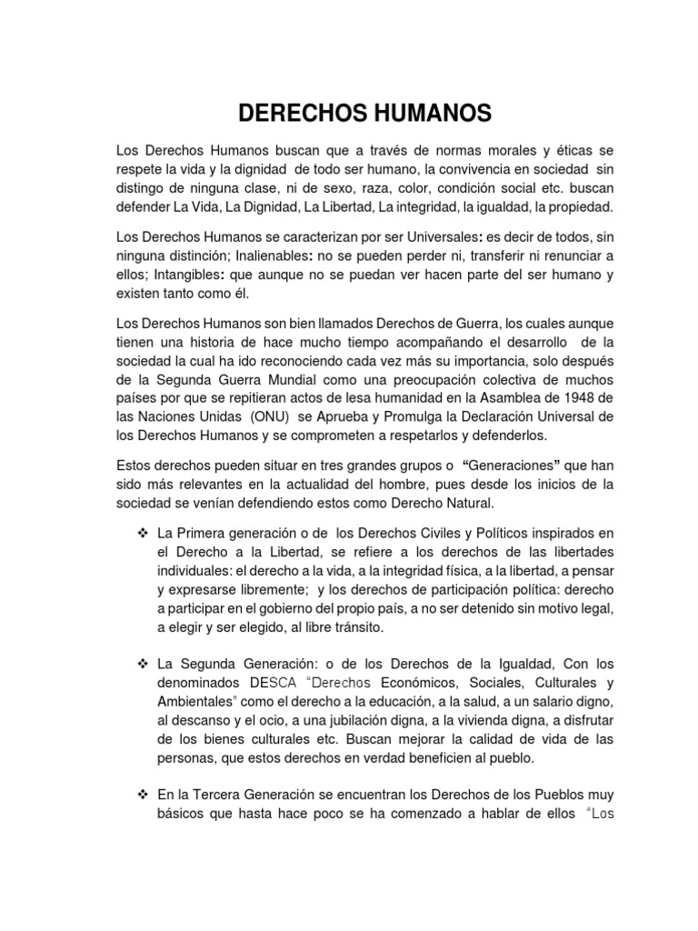 Derechos Humanos: “Generaciones” que han | Derechos humanos | Derechos