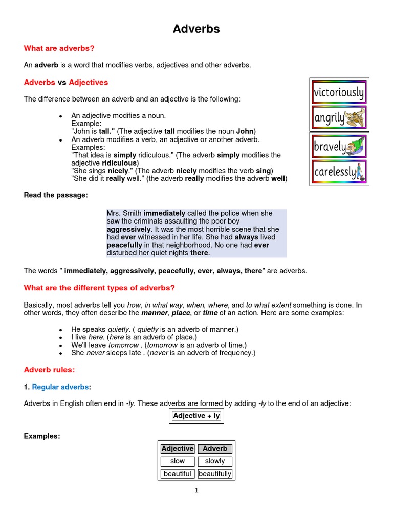 Adverbs Intro | PDF | Adverb | Verb