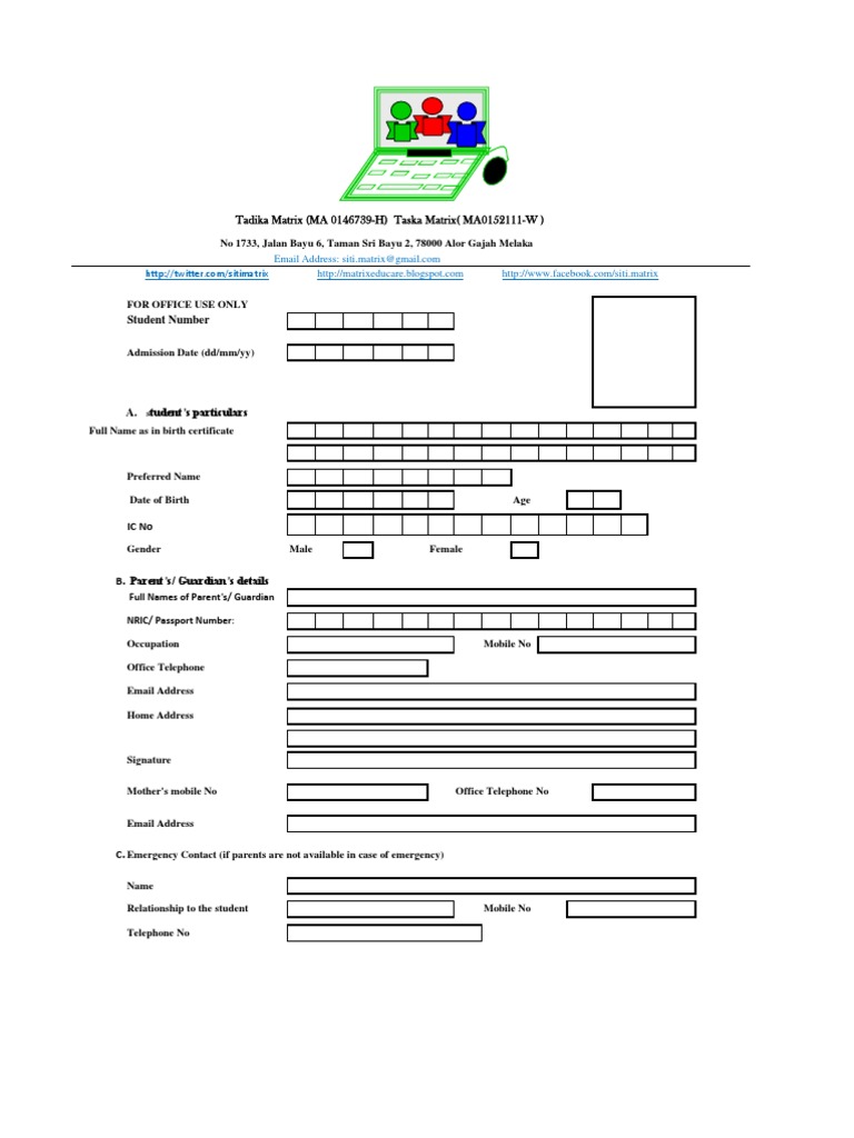 Updated Matrix Registration Form. | PDF | Social Institutions | Social ...