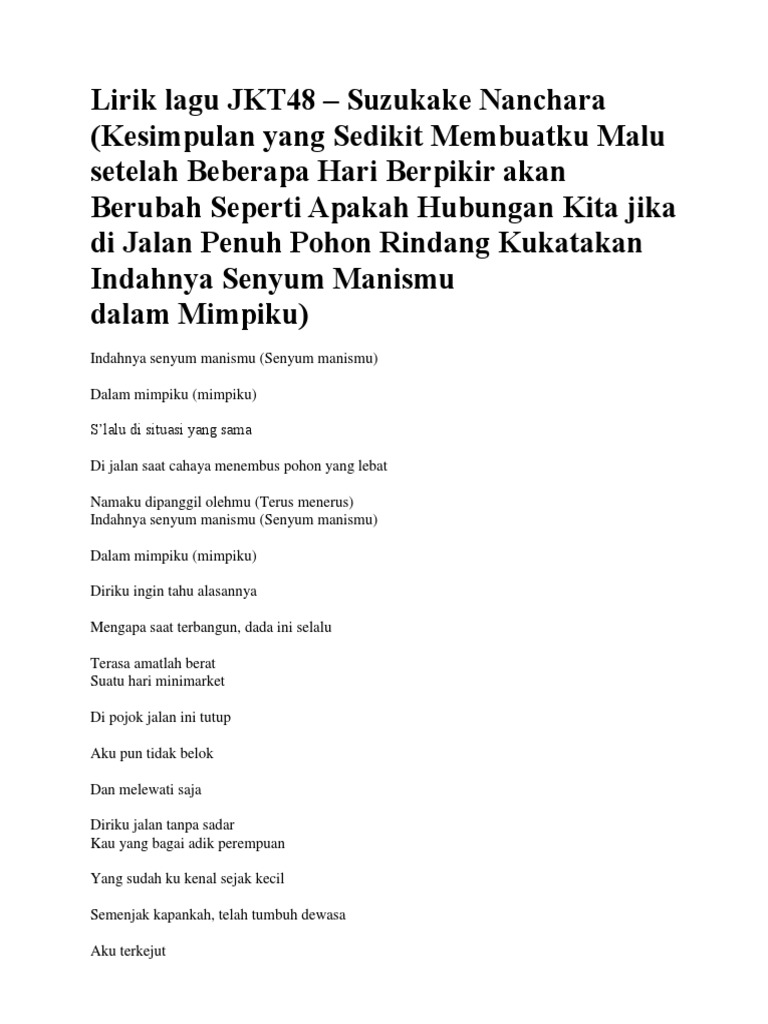 Lirik Lagu Jkt 48