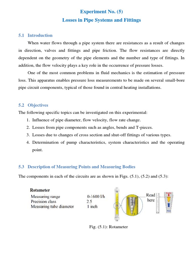 Measuring Pressure Losses in Pipe Systems and Determining the Effects ...
