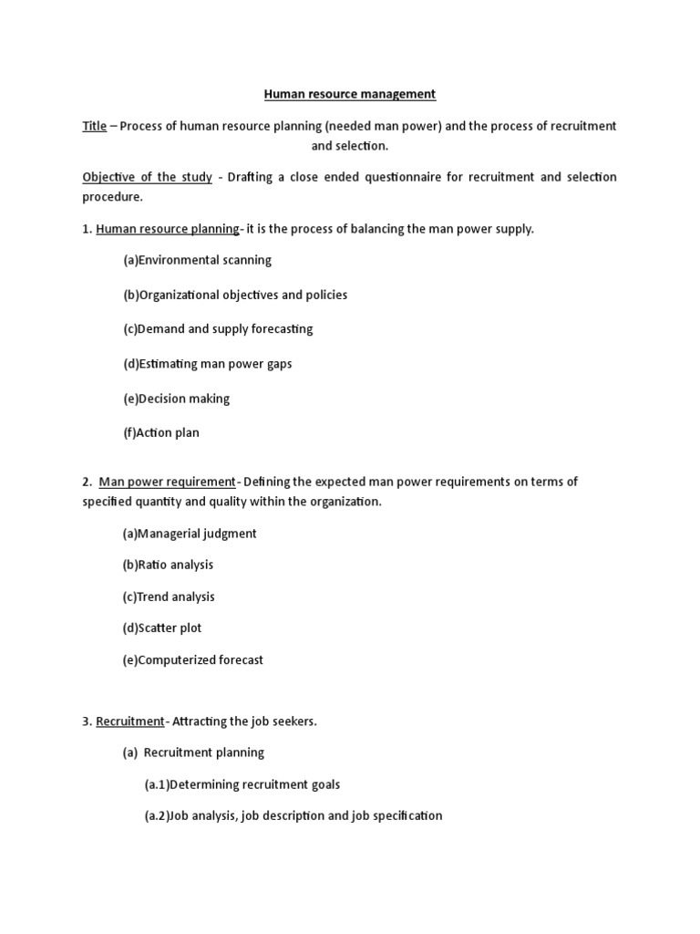 Human Resource Management Questionnaire | PDF | Recruitment | Employment