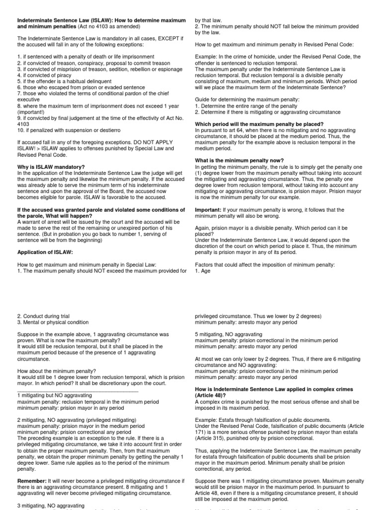 Indeterminate Sentence Law | Parole | Sentence (Law)