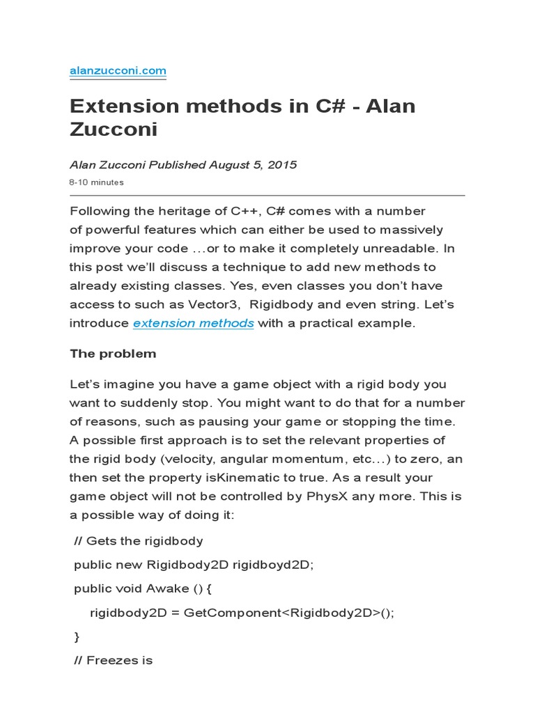 C# Extension Methods | PDF | Method (Computer Programming) | C Sharp ...