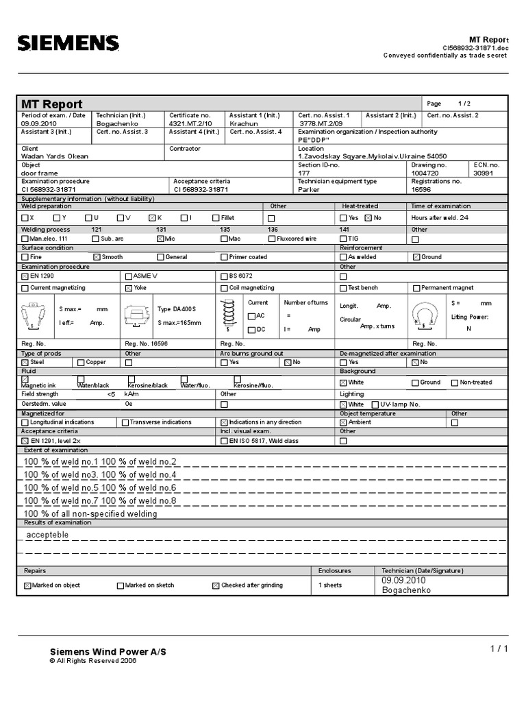 MT Report | PDF | Welding | Construction