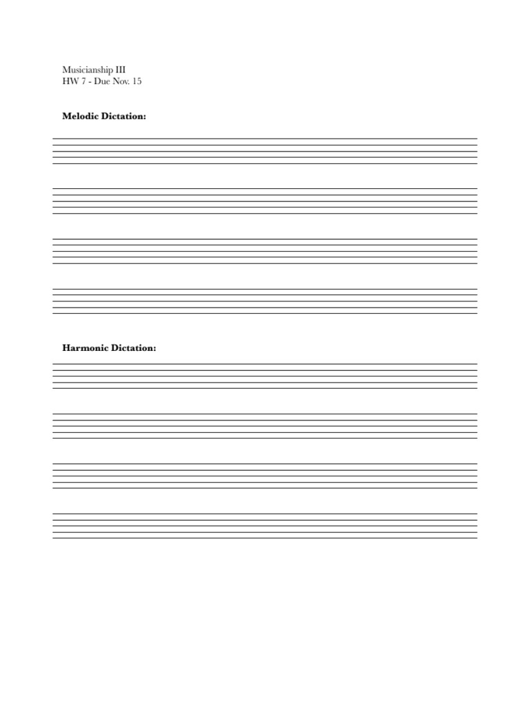 Melodic Dictation:: Musicianship III HW 7 - Due Nov. 15 | PDF ...