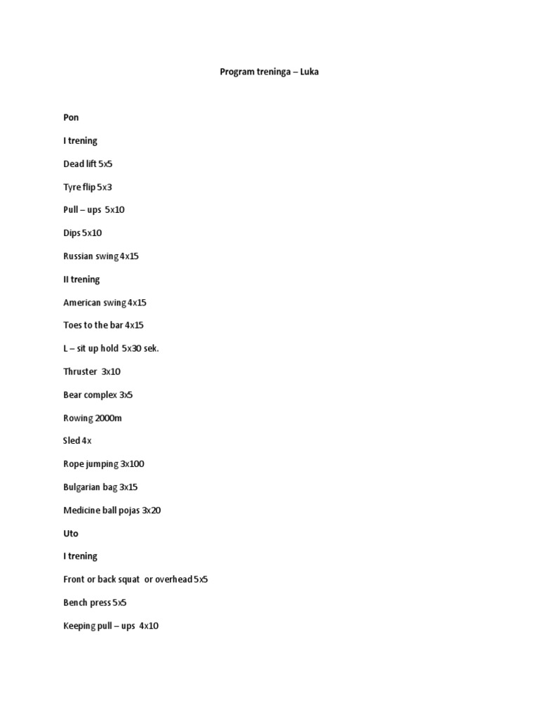 Program Treninga Za Tenis | PDF