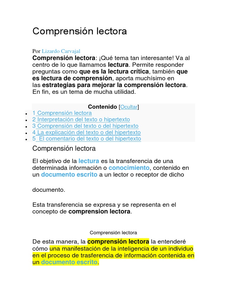 Claves para la Comprensión Lectora | PDF | Comprensión lectora ...