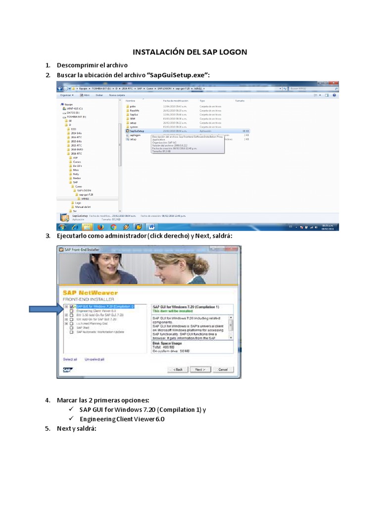 Instalación Del Sap Logon: "Sapguisetup - Exe" | PDF
