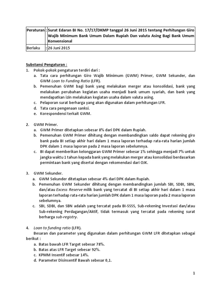 Peraturan GWM+LFR | PDF