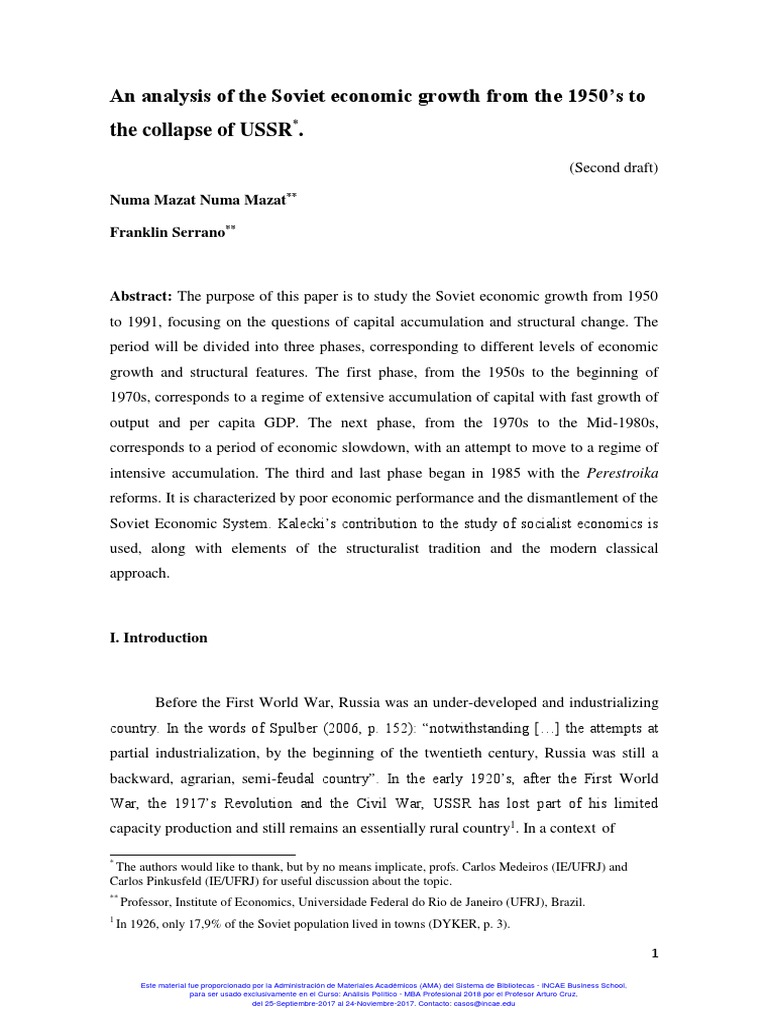 Soviet Economic Growth: 1950-1991 Analysis | PDF | Soviet Union | World ...