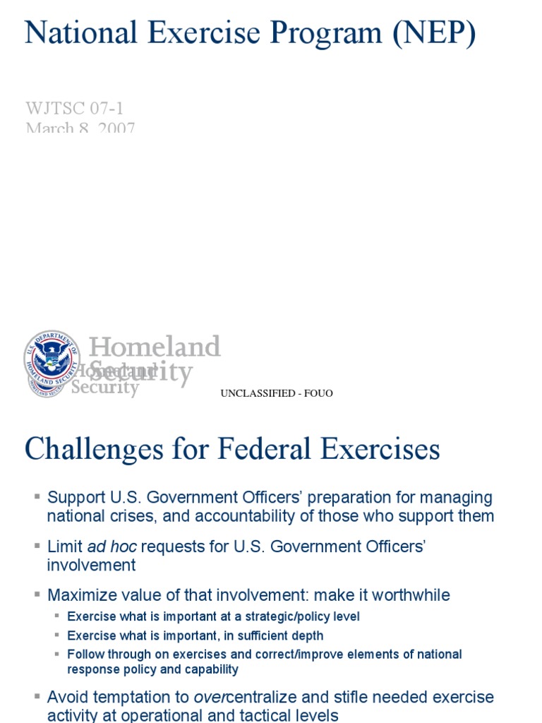 National Exercise Program Overview 2007 | PDF | United States ...