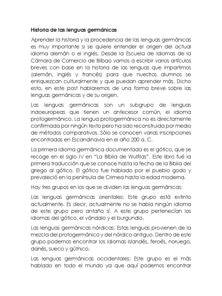 Origen y Evolución de Lenguas Germánicas | PDF | Idioma aleman ...