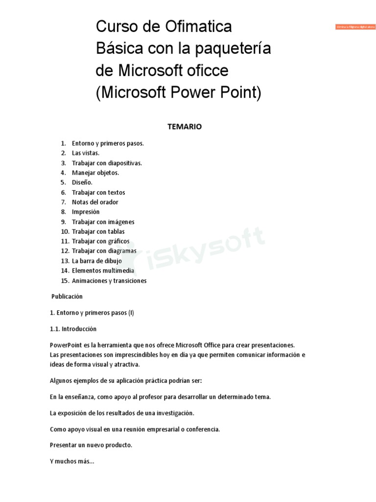 Curso de Ofimatica Basica - PowerPoint | Descargar gratis PDF | Point and Click | Microsoft ...