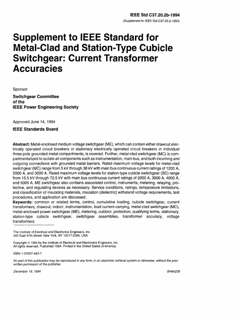 IEEE STD C37.20.2b-1994 Suplemento PDF | PDF | Transformer | Electrical ...