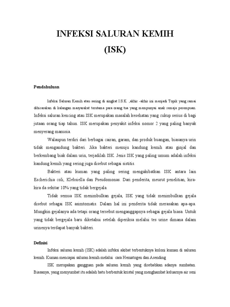 Infeksi Saluran Kemih (Isk) | PDF