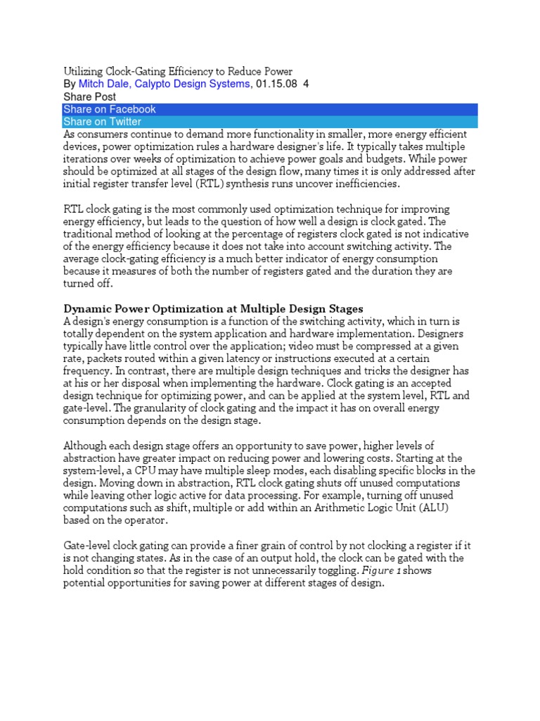 Clock-Gating Efficiency for Power Optimization | PDF | Program ...