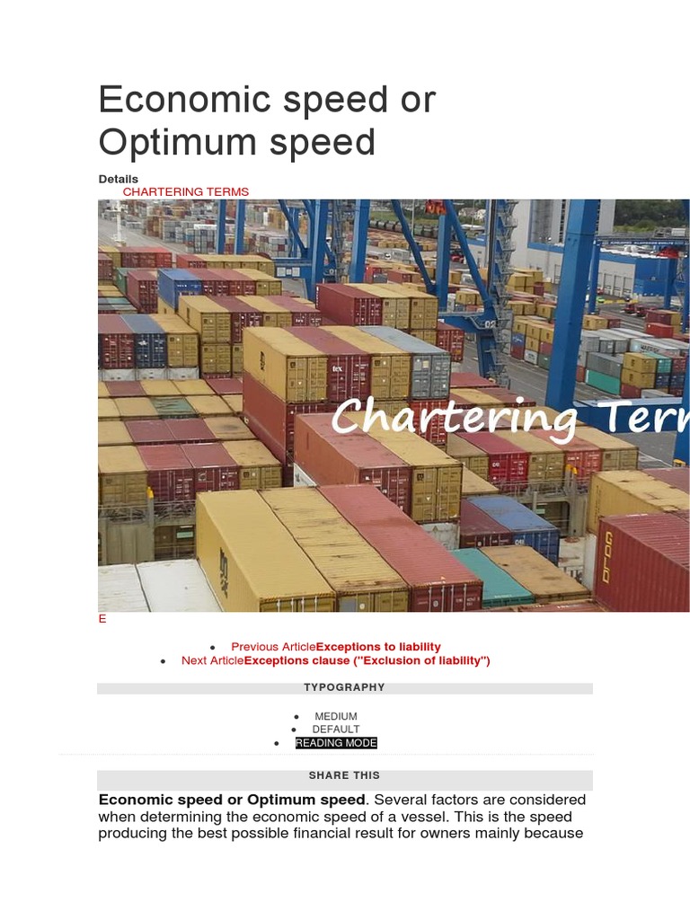 Economic Speed or Optimum Speed: Details | PDF | Ocean Liners | Cargo