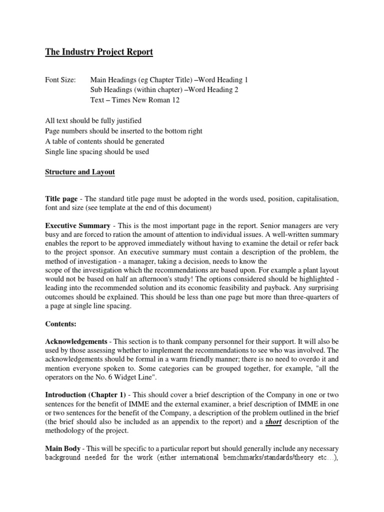 The Industry Project Report Guidelines | PDF | Page Layout | Editing