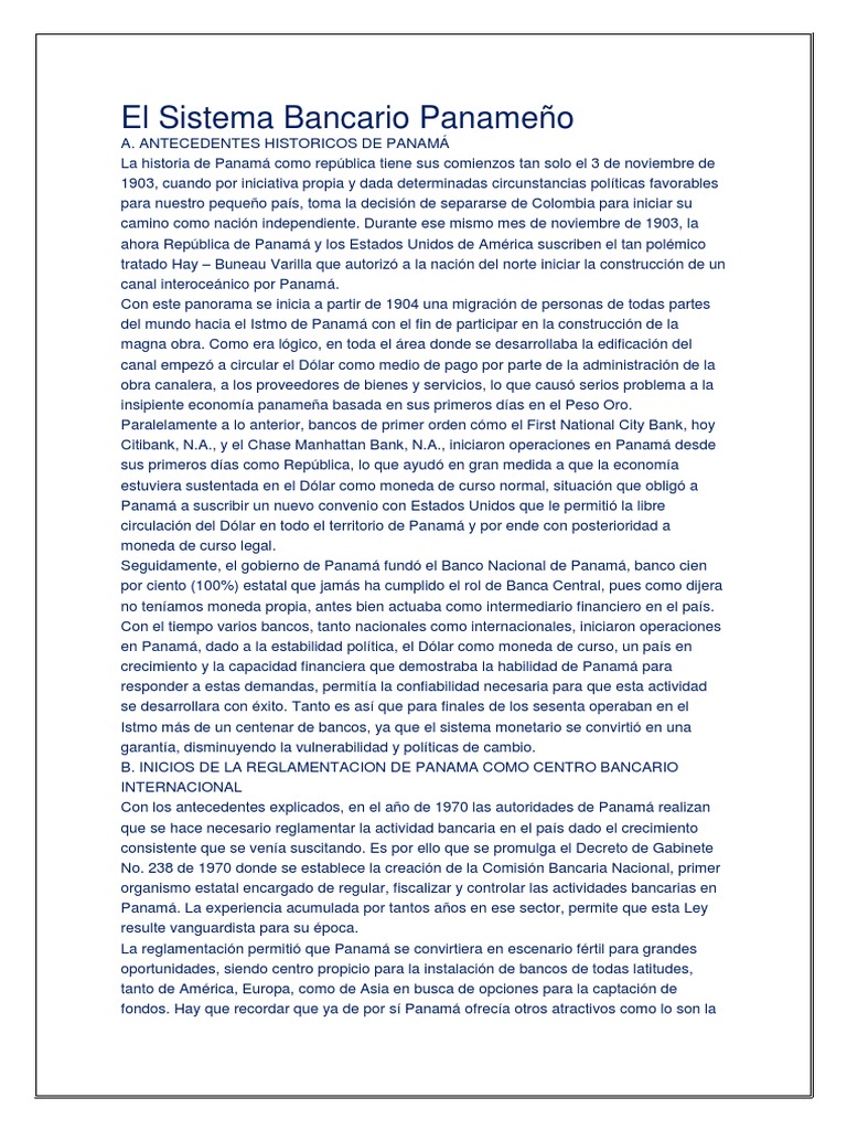 Evolución del Sistema Bancario Panameño | PDF | Panamá | Citibank