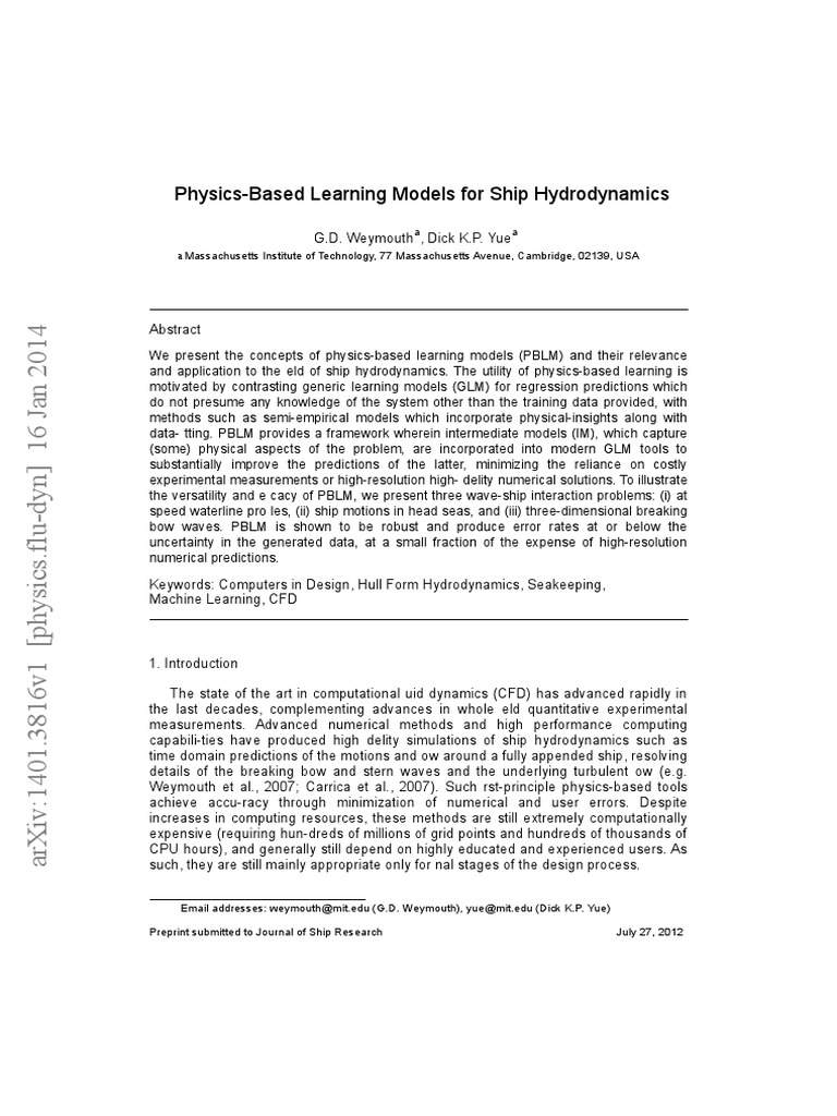 Physics-Based Learning Models For Ship Hydrodynamics | PDF | Least Squares | Mathematical ...