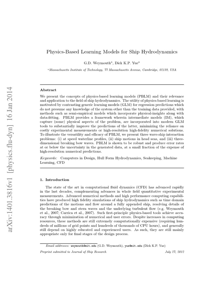 Physics-Based Learning Models For Ship Hydrodynamics | PDF | Least Squares | Mathematical ...