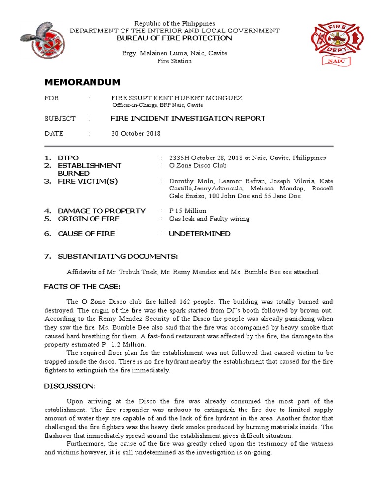 Fire Incident Investigation Report | Download Free PDF | Fires | Violence