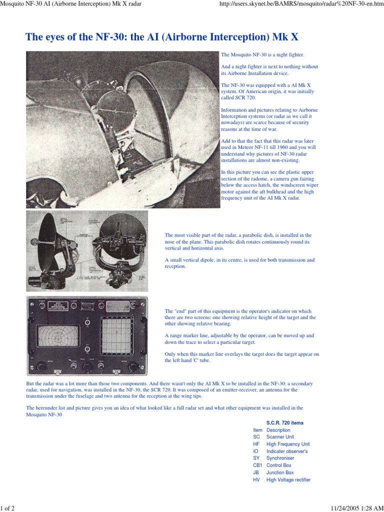 Mosquito NF-30 Radar System Overview | PDF | Radar | Electrical Engineering