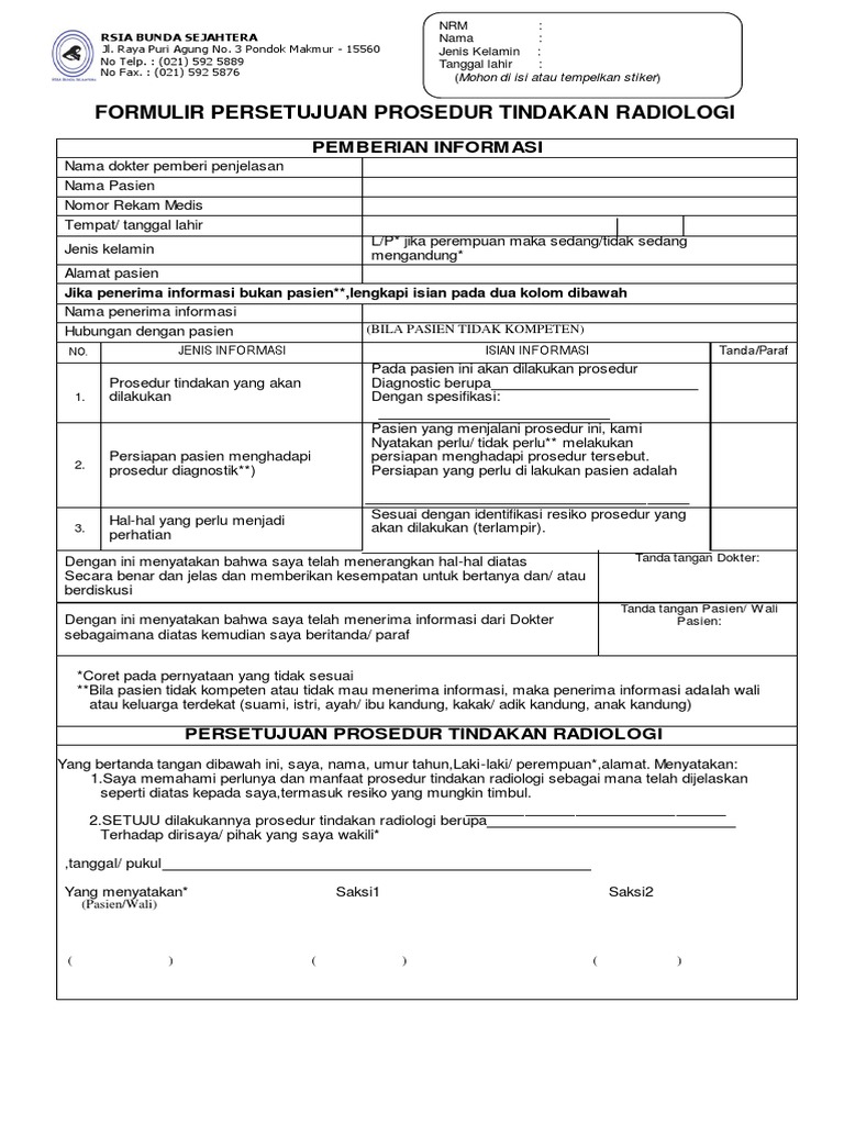 Dokumen - Tips Contoh Formulir Informed Consent Radiologi | PDF