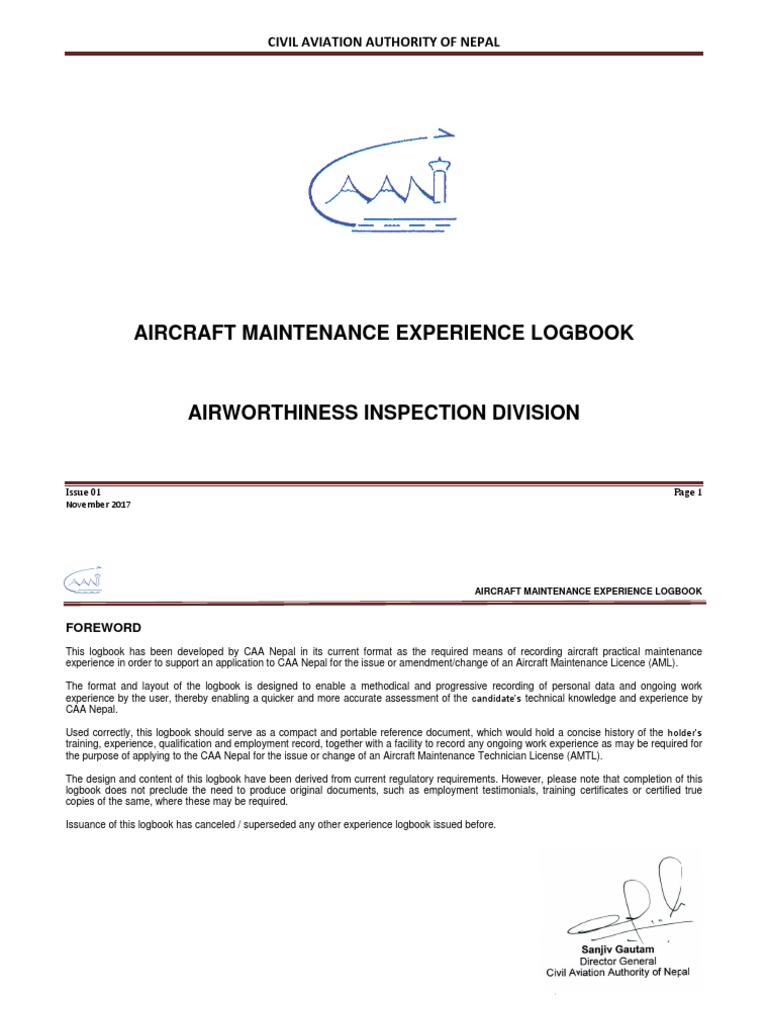 Logbook CAA Nepal PDF | PDF | Rivet | Sheet Metal