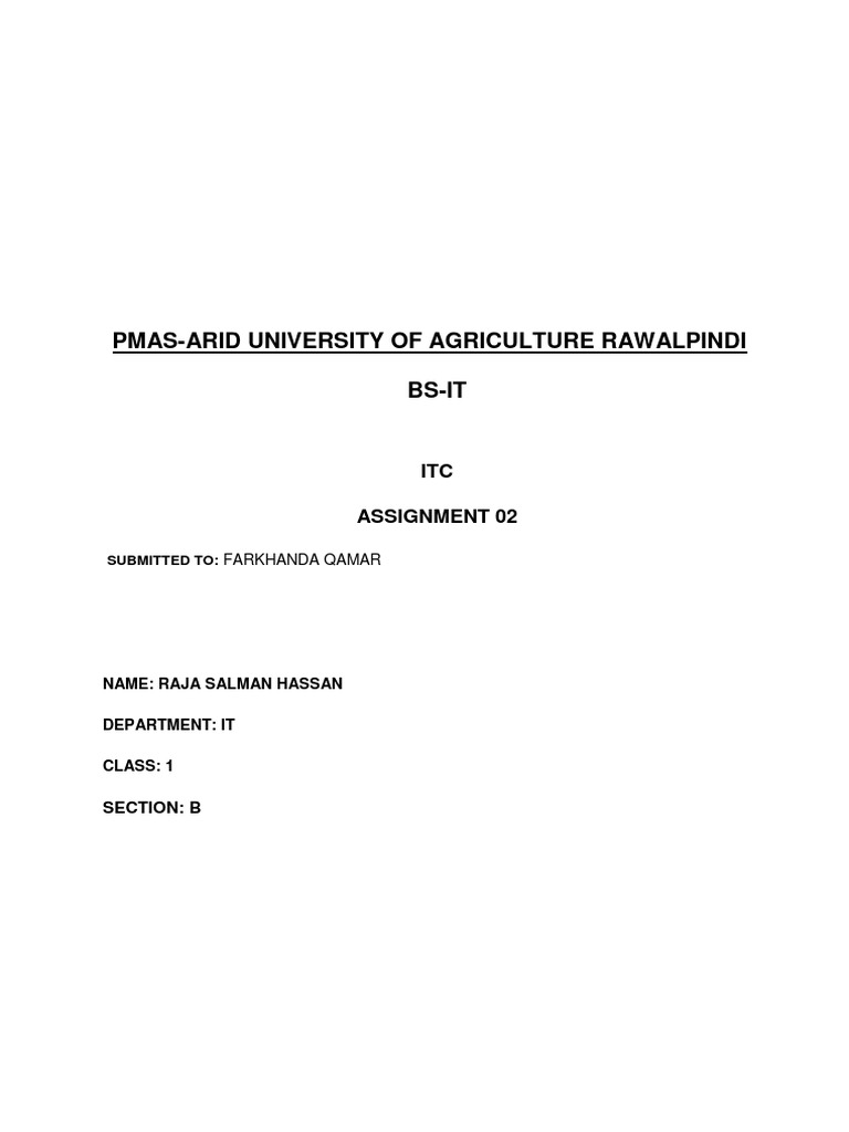 Pmas-Arid University of Agriculture Rawalpindi Bs-It: ITC Assignment 02 | PDF | Sentence ...