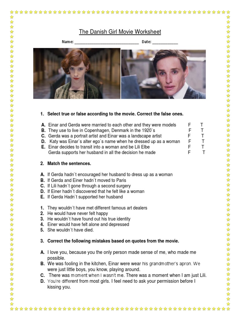 The Danish Girl Movie Worksheet | PDF