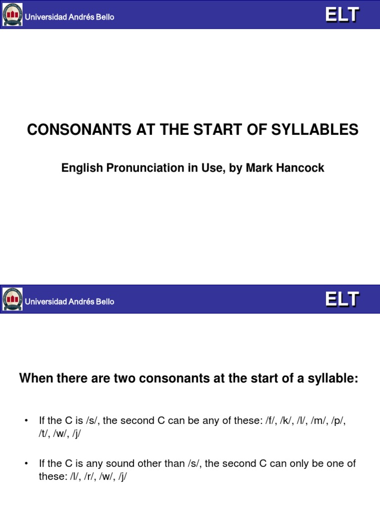 Consonants at The Start of Syllables | PDF