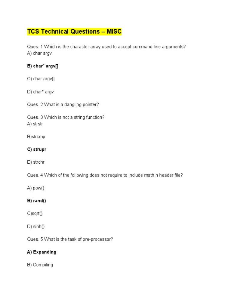 C Mcqs Pdf C Programming Language Array Data Structure 7521