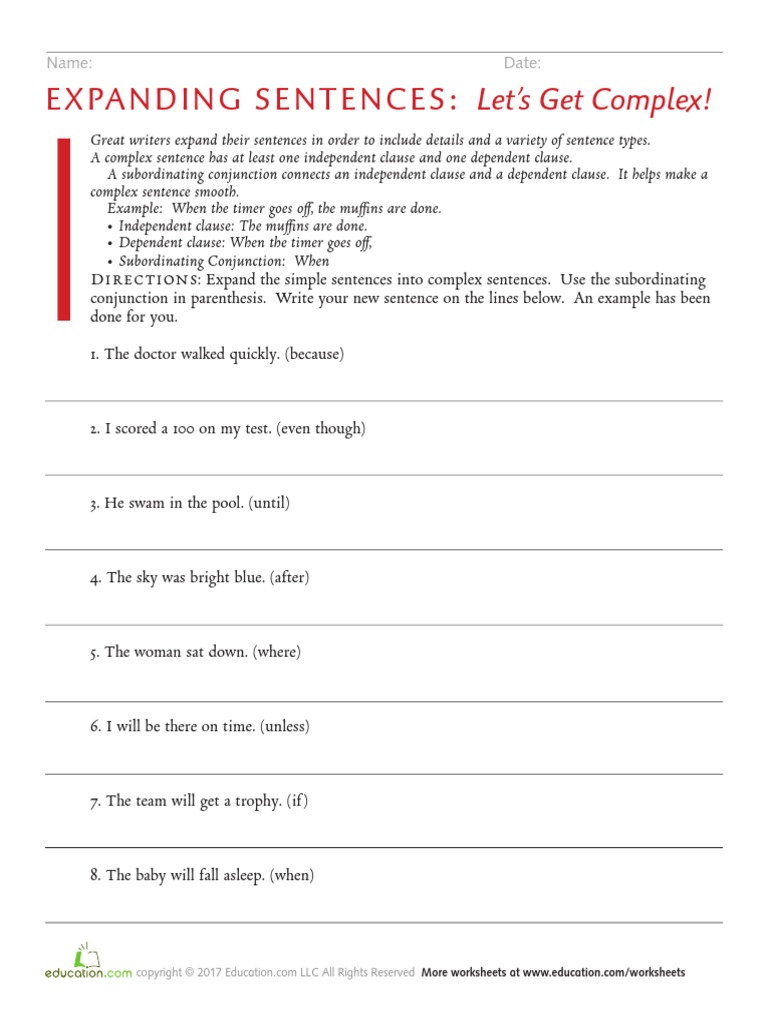 Expanding Sentences Lets Get Complex | PDF