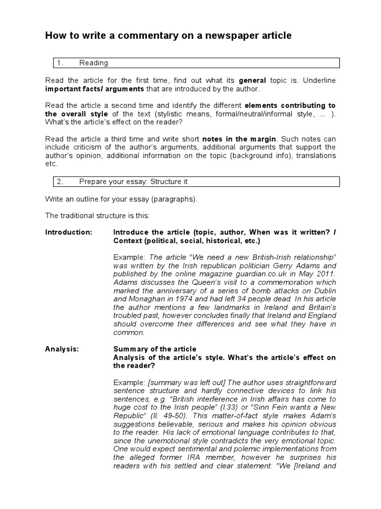Newspaper Commentary | PDF | Republic Of Ireland | Essays