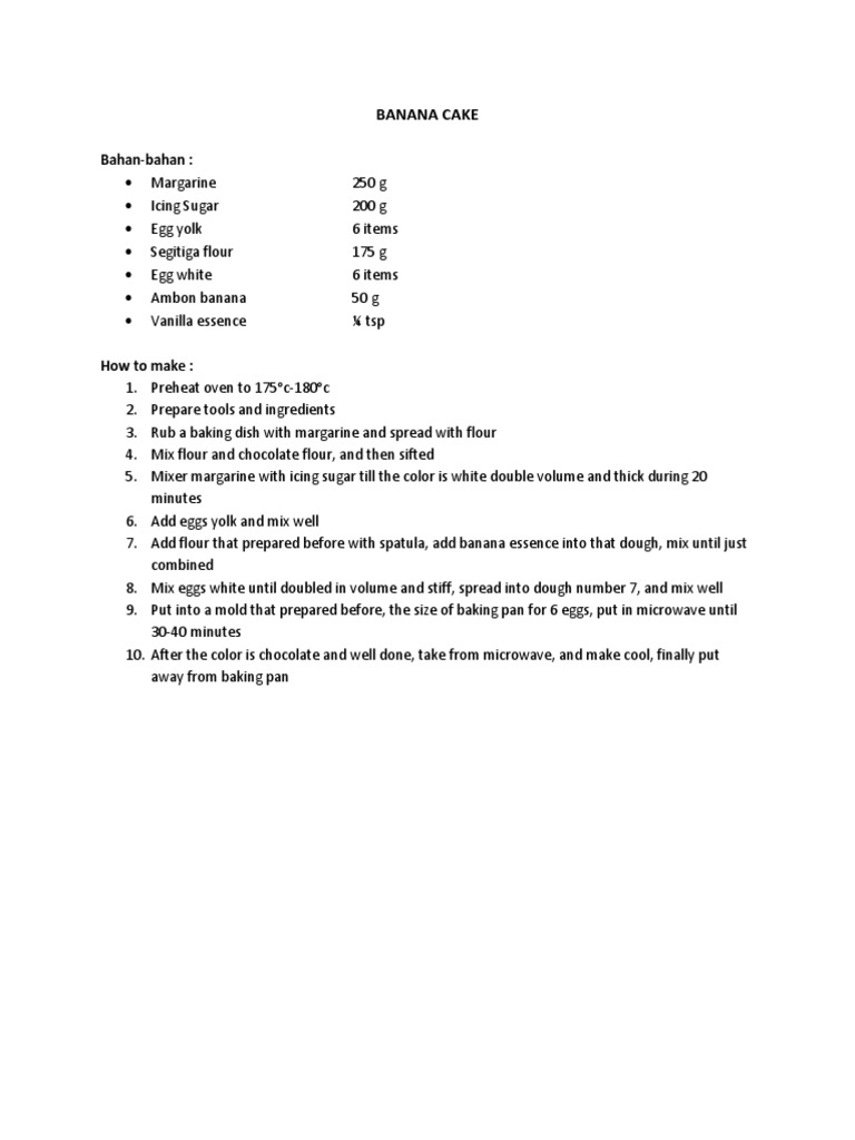 Bahan-Bahan:: Banana Cake | PDF | Cakes | Icing (Food)