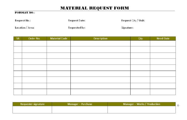 Material Request Form As | PDF