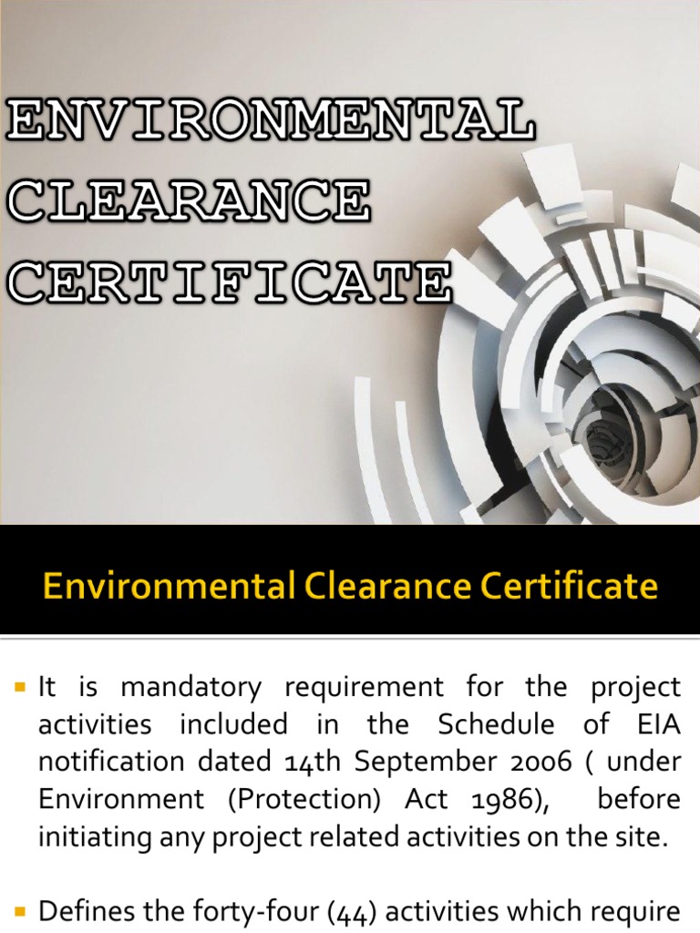 Environmental Clearance Certificate 1 | PDF | Environmental Impact ...