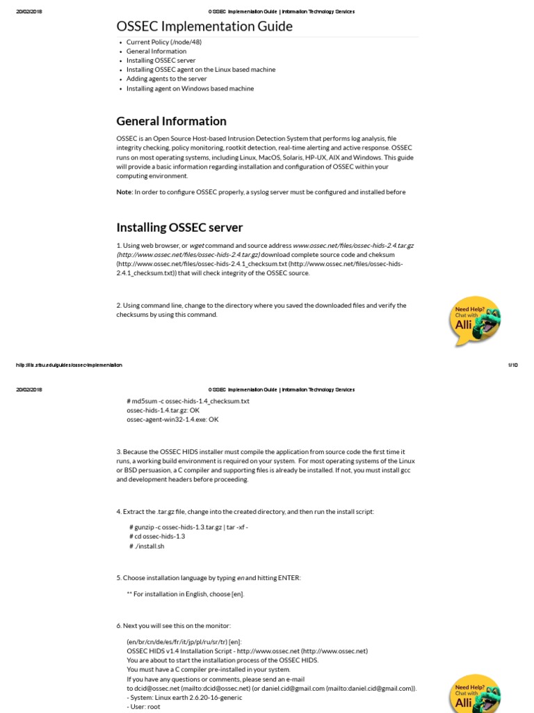 OSSEC Implementation Guide - Information Technology Services | PDF | Computer Networking | Areas ...
